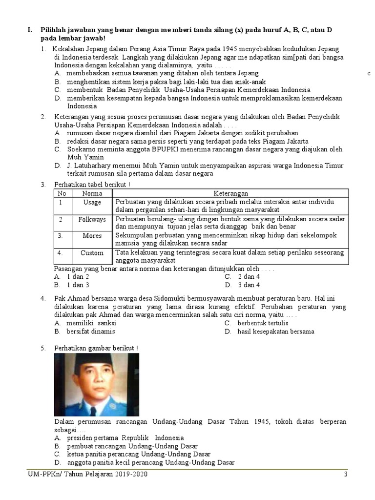 Soal Ujian PPKn: Sejarah dan Norma | PDF