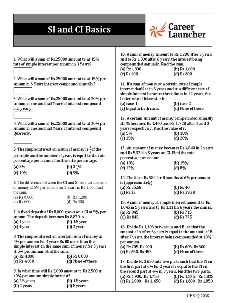 SI CI Basics | PDF | Interest | Compound Interest