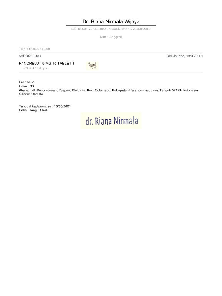 Informasi Obat Norelut 5 mg | PDF | Sains & Matematika