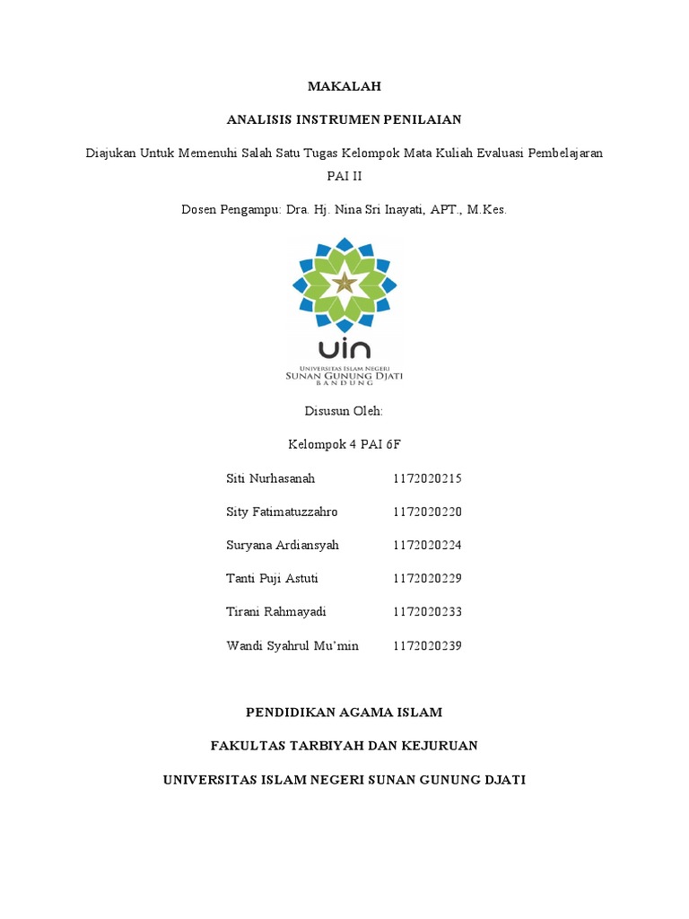 Kel4 Eval Pembelajaran Pai 2 (Analisis Instrumen Penilaian) | PDF | Karier & Perkembangan