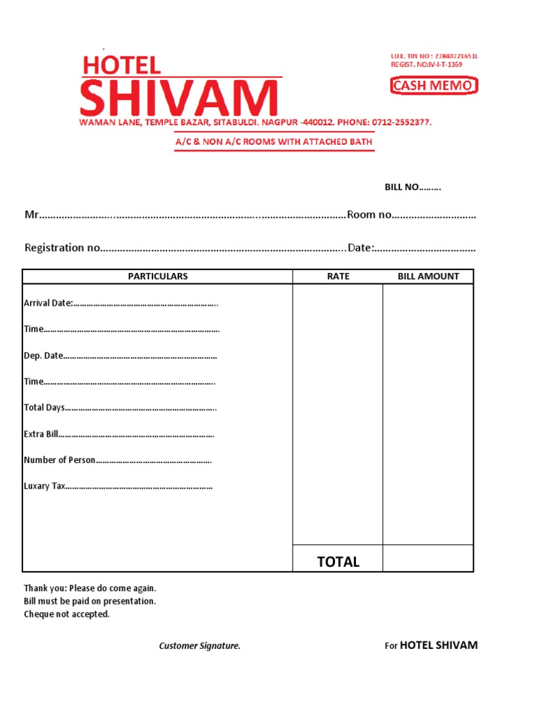 Hotel Bill | PDF