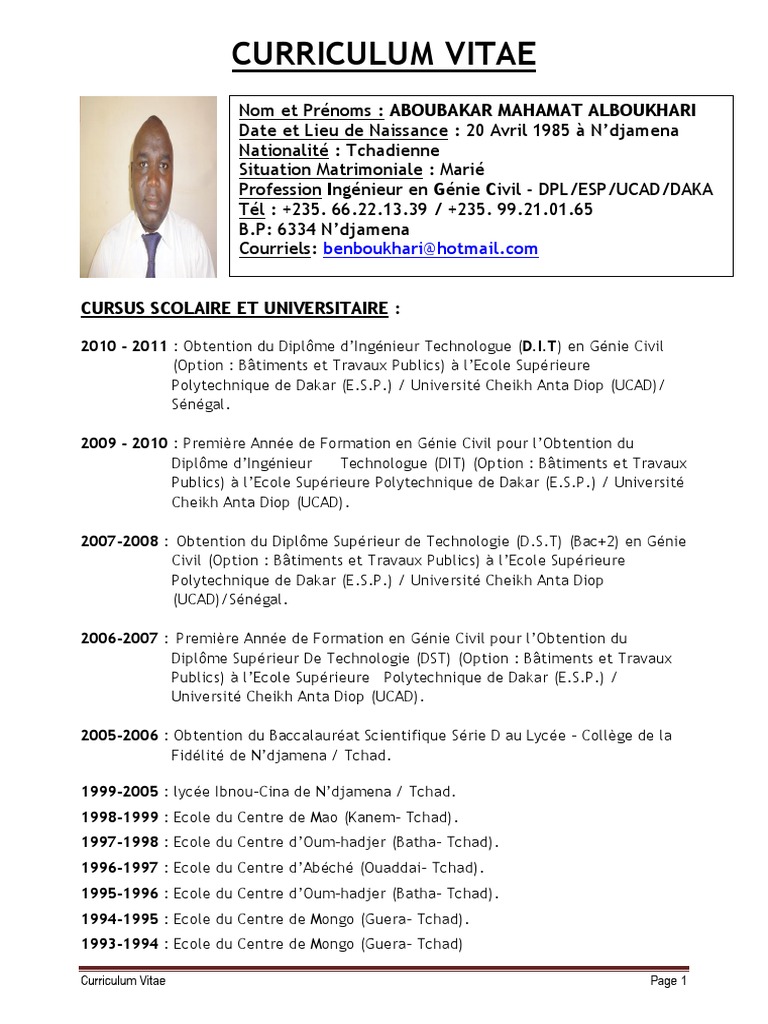CV Actualisé | PDF | Tchad | Microsoft Office