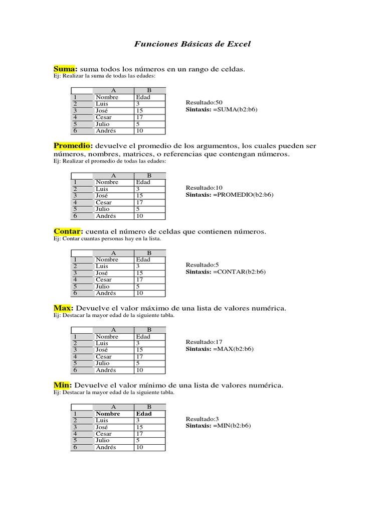 Tema 2 - Funciones Basicas de Excell | PDF | Microsoft Excel | Vejez