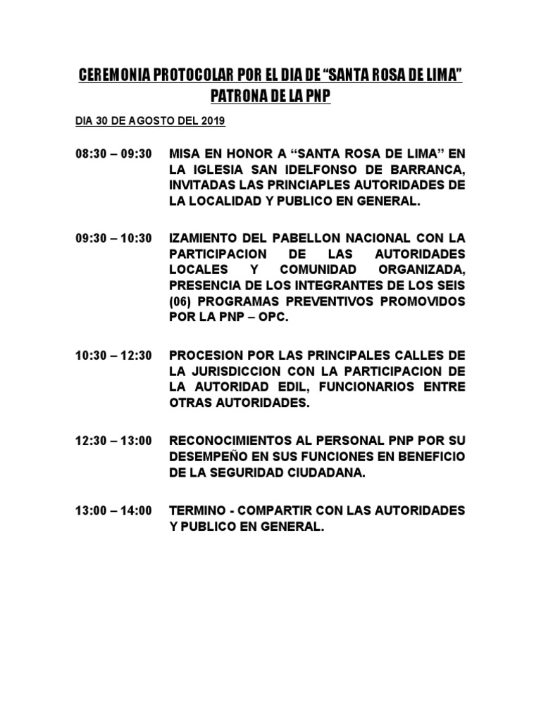 Ceremonia Protocolar Por El Dia de | PDF | Viajes | Ciencia y matemática