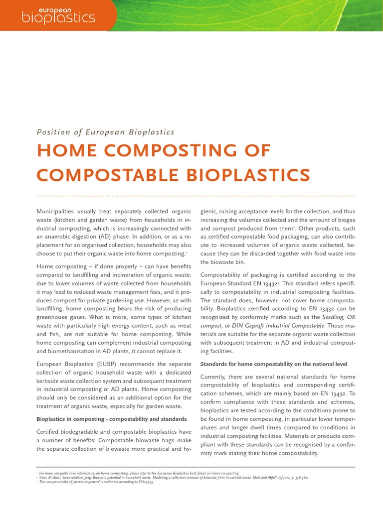 Home Composting of Compostable Bioplastics | PDF | Waste Management ...