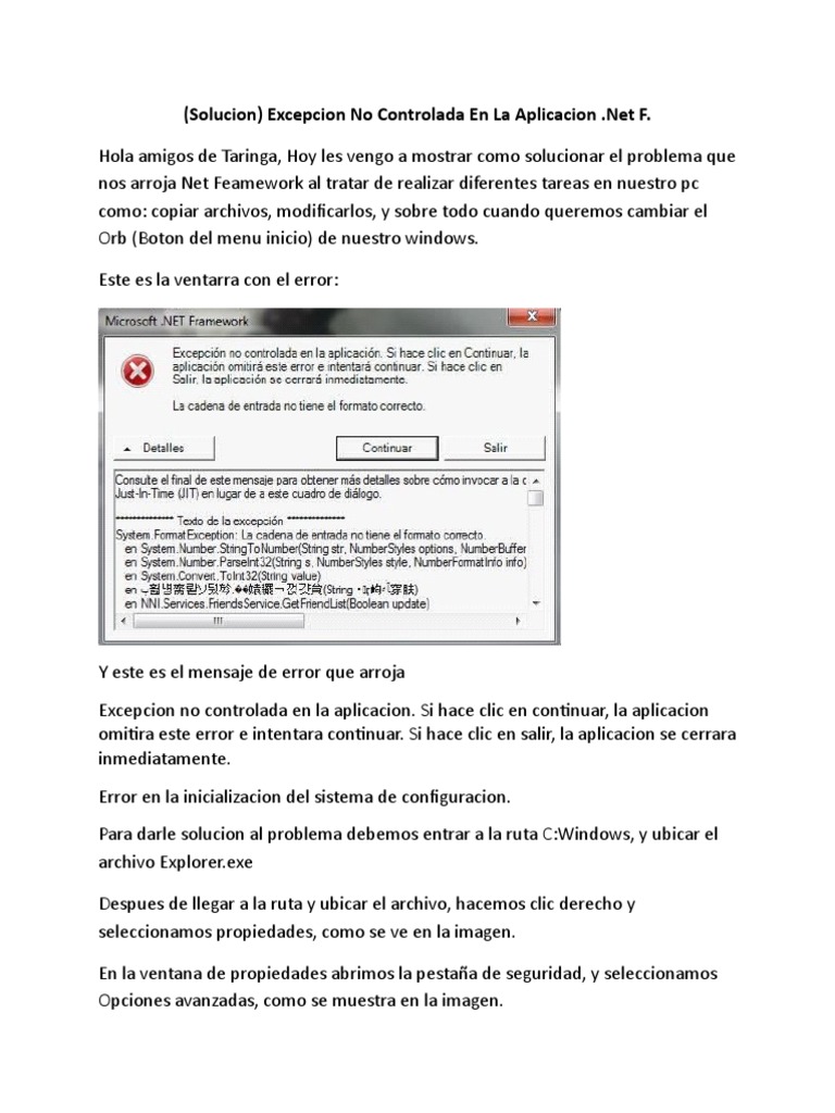 (Solucion) Excepcion No Controlada en La Aplicacion .Net F. | PDF