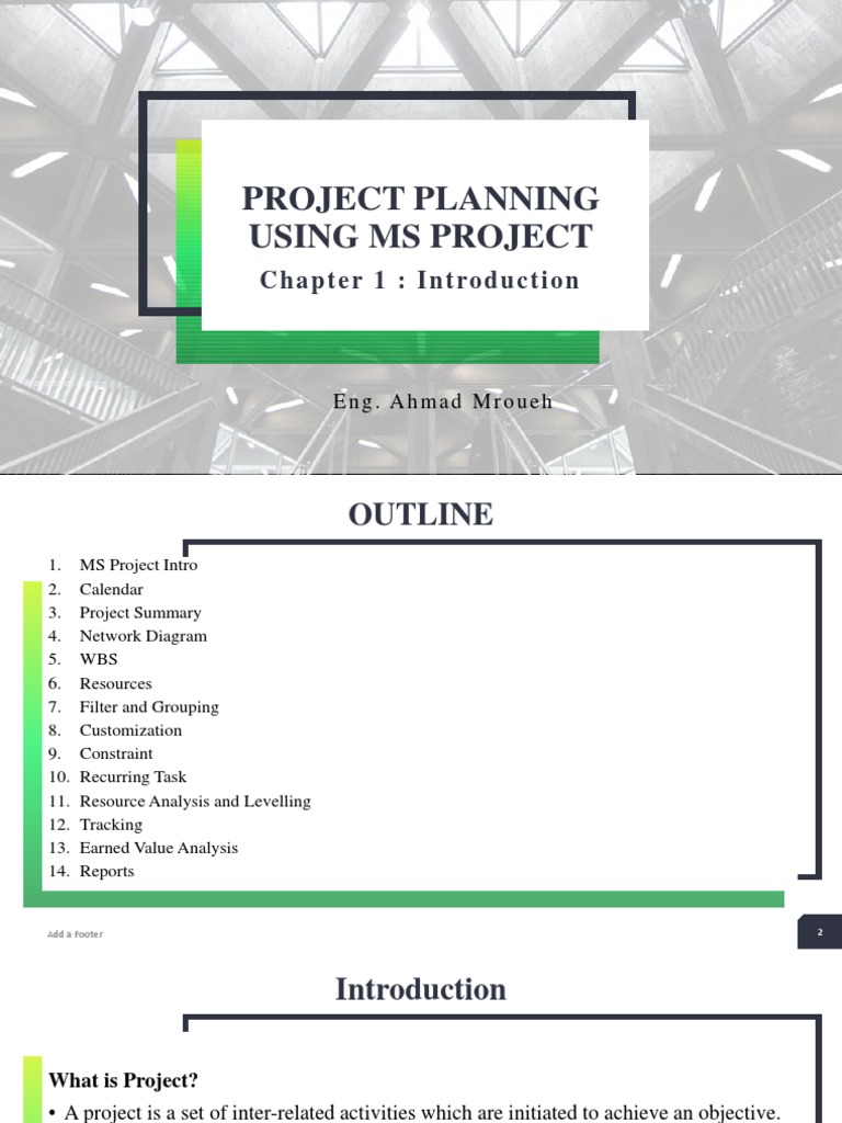 Project Planning Using Ms Project: Chapter 1: Introduction | PDF ...