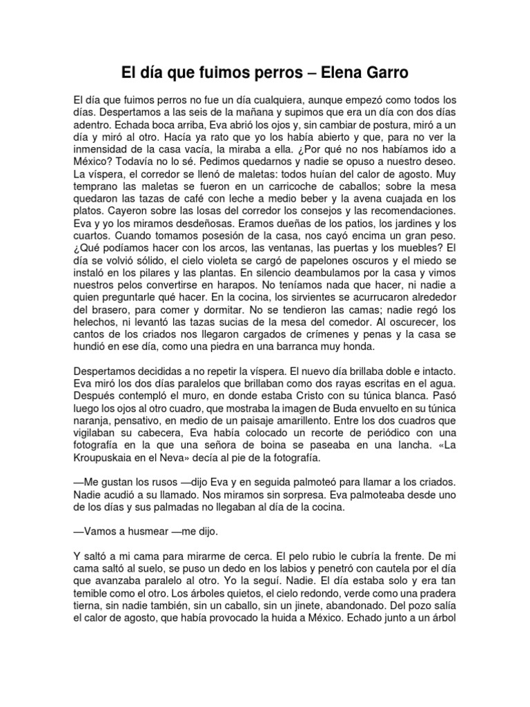 El Día Que Fuimos Perros - Elena Garro | PDF