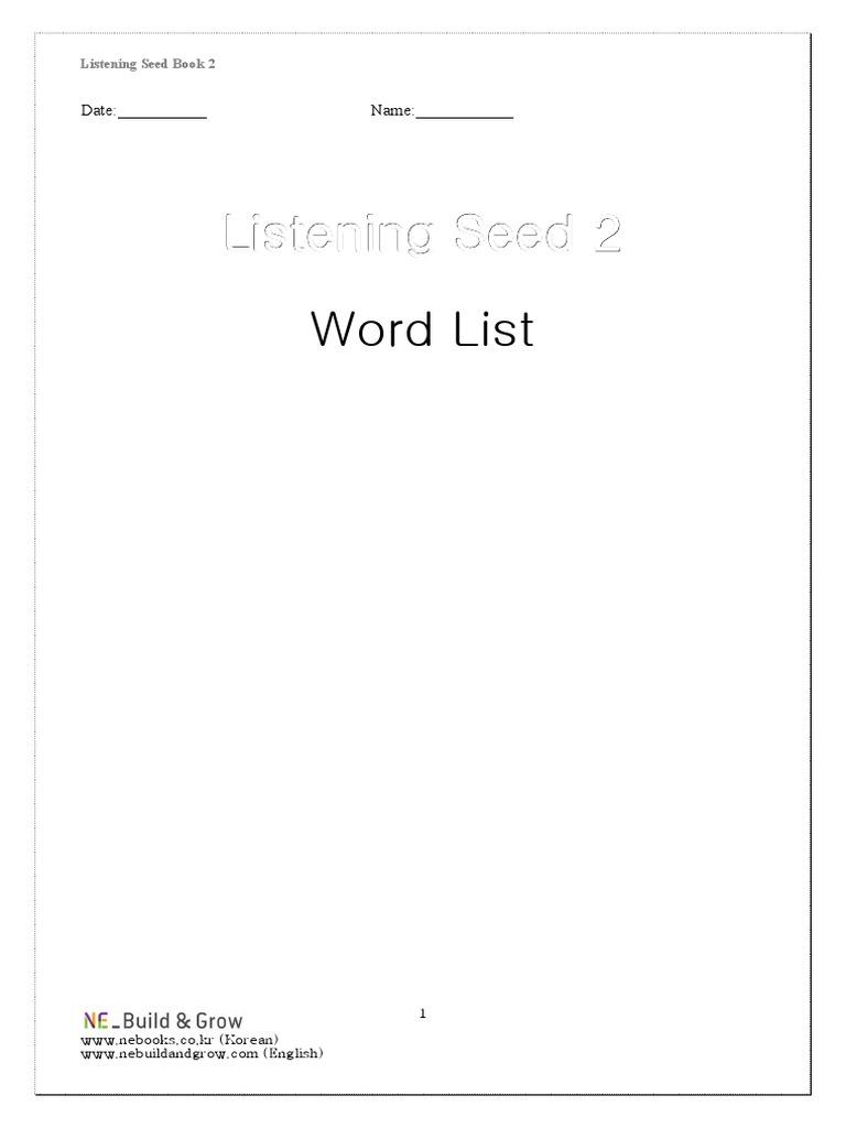 Listening Seed 2 - Word Lists | PDF