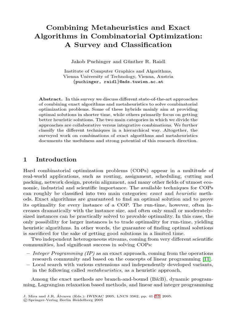 Exact Meta Optimization Combination | PDF | Metaheuristic ...