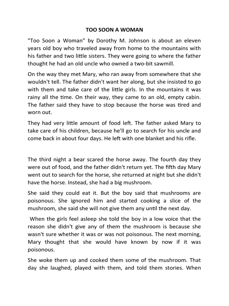 Too Soon A Woman | PDF