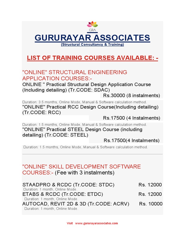 List of Available Training Courses | PDF