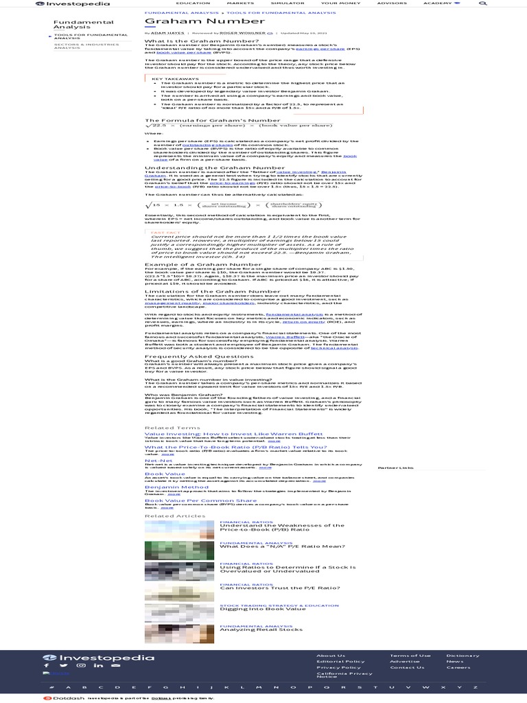 Graham Number Definition | PDF | Investing | Value Investing