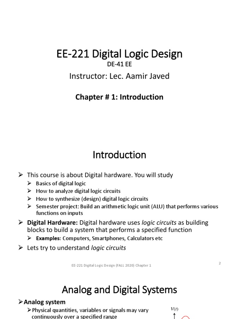EE-221 Digital Logic Design: Instructor: Lec. Aamir Javed | PDF ...