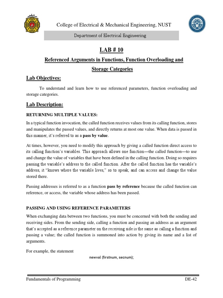 FoP-Lab No 10 | PDF | Parameter (Computer Programming) | Subroutine