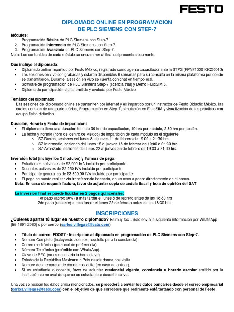 CLTE - Diplomado Online en Programación de PLC Siemens Con Step-7 | PDF | Controlador lógico ...