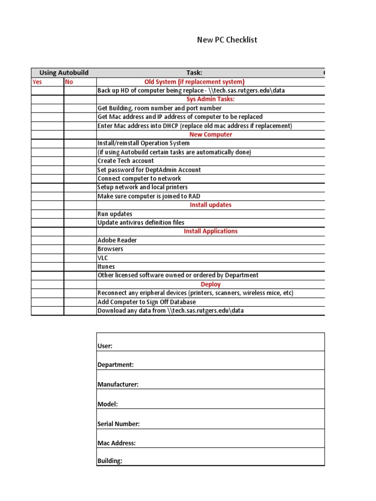 Using Autobuild Task: Comments:: New PC Checklist | PDF | Computer ...