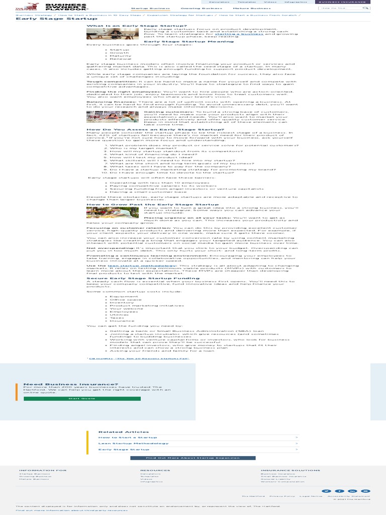 Early Stage Startup - Early Stage Startup Meaning - The Hartford | PDF ...