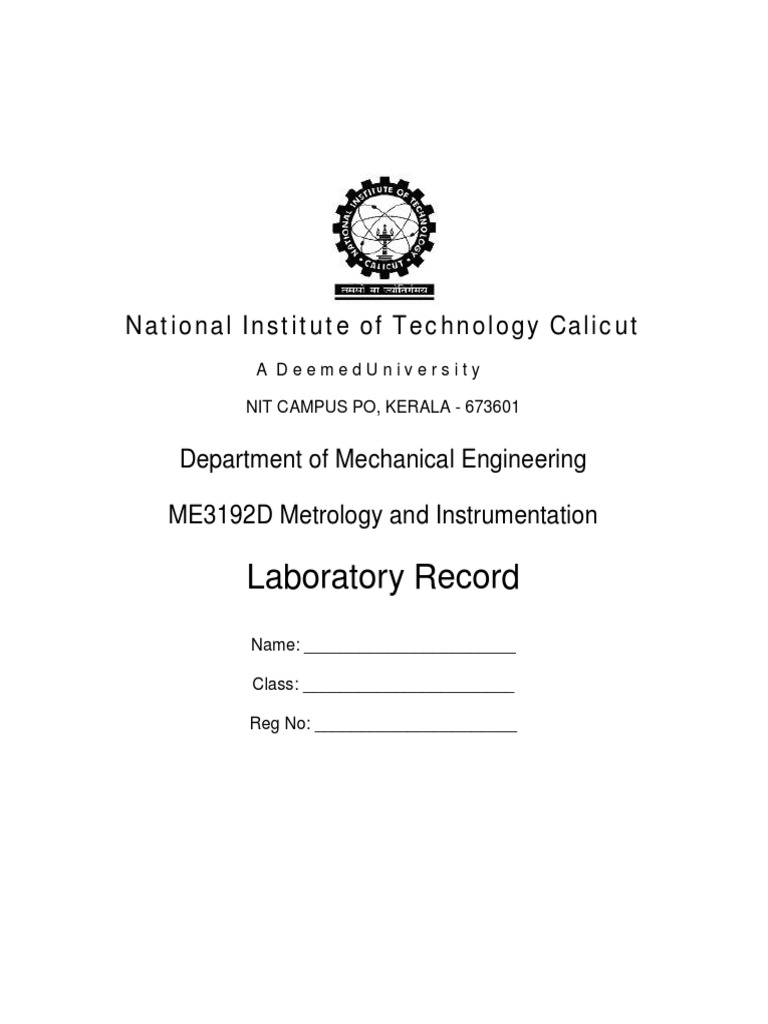 Metrology Lab Fair Record Format | PDF | Calibration | Screw