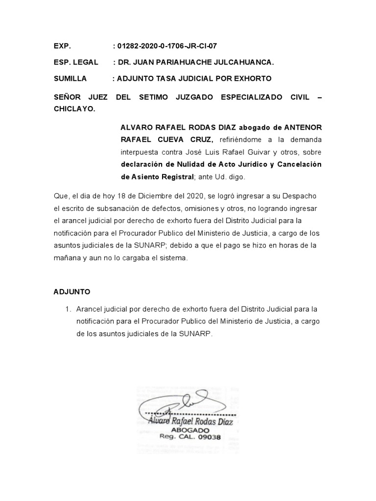 Adjunto Tasa Judicial Por Exhorto | PDF