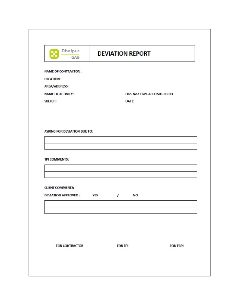 Deviation Report | PDF