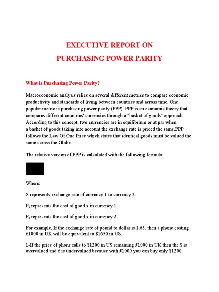 Executive Report On Purchasing Power Parity | PDF | Purchasing Power ...
