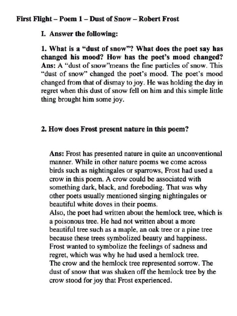 Following:: First Flight-Poem 1-Dust of Snow - Robert Frost | PDF