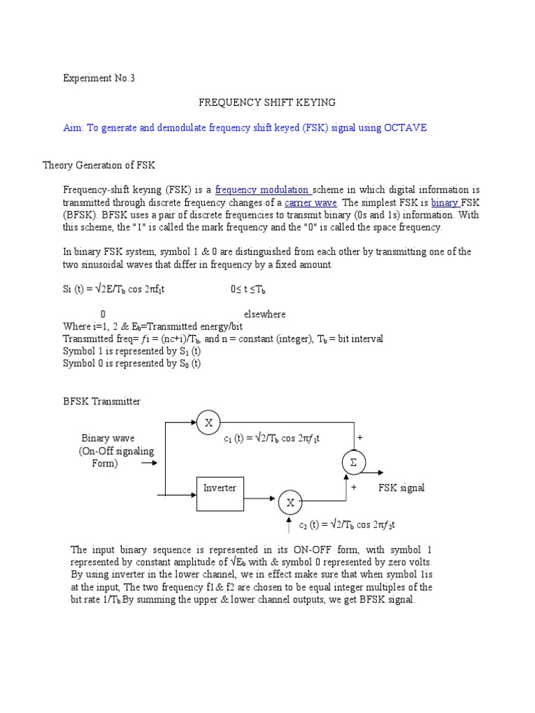 Experiment FSK Modulation Simulation | PDF | Modulation | Computing Experiment FSK Modulation Simulation | PDF | Modulation | Computing