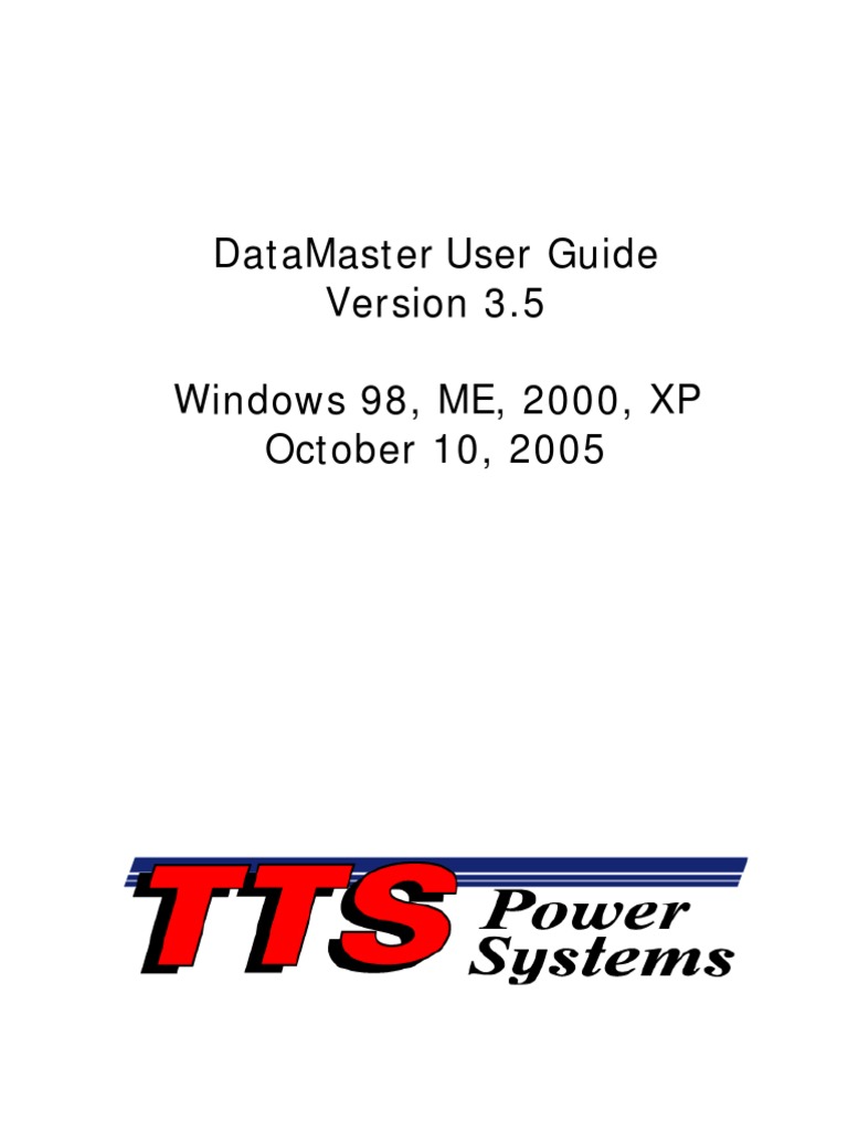 Datamaster User Guide Windows 98, Me, 2000, XP October 10, 2005 | PDF | Computing