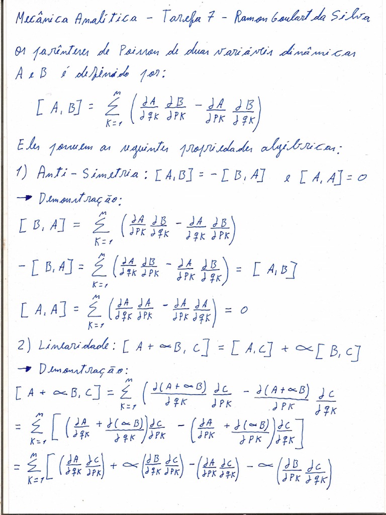 Provando As Propriedades Dos Parênteses de Poisson | PDF