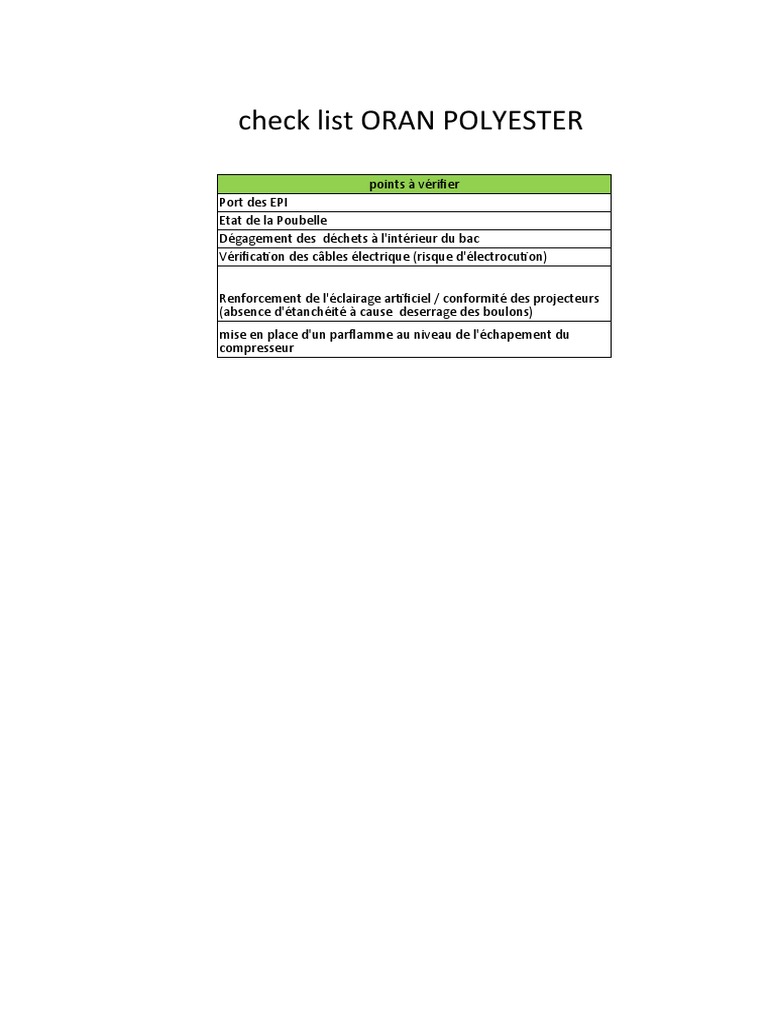 Check List Des Inspections | PDF