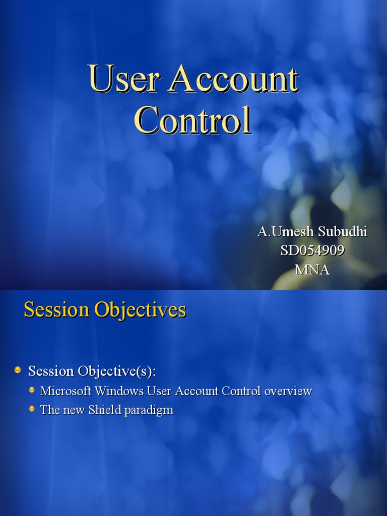 User Account Control User Account Control | PDF