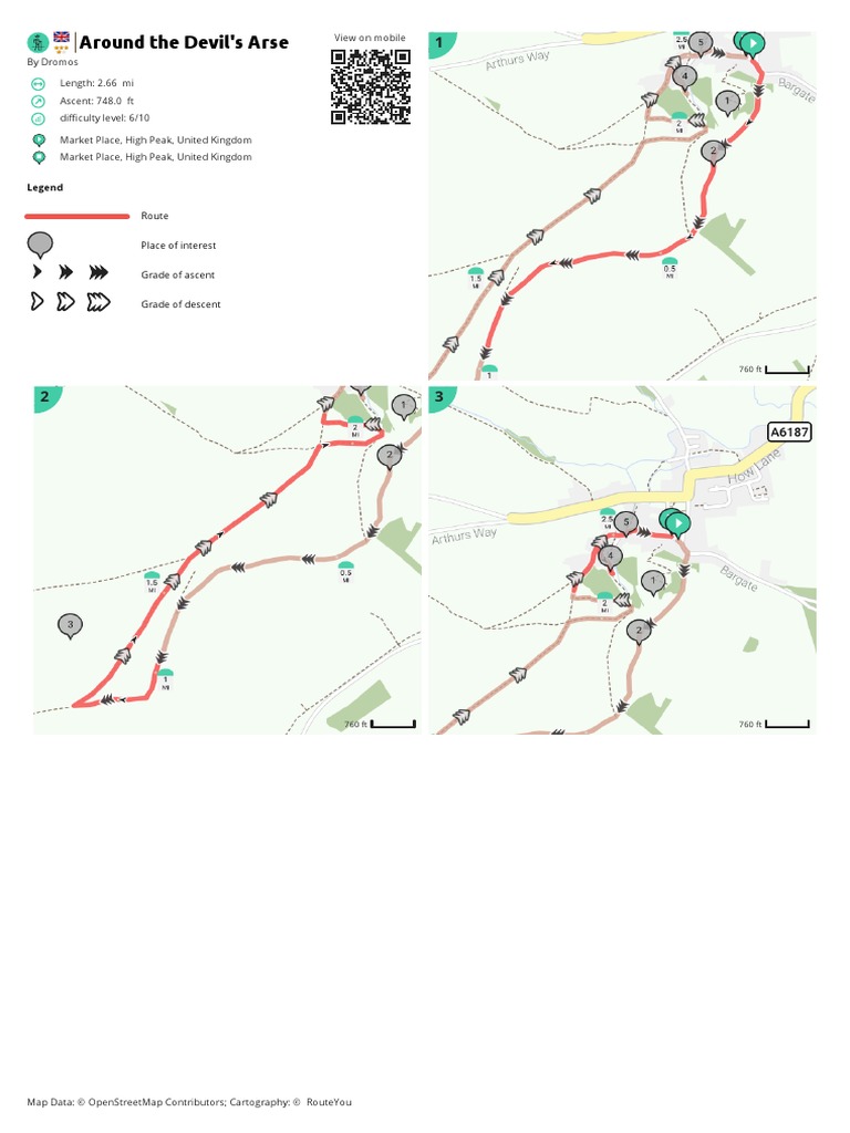 Around The Devil's Arse: Route Place of Interest Grade of Ascent Grade ...