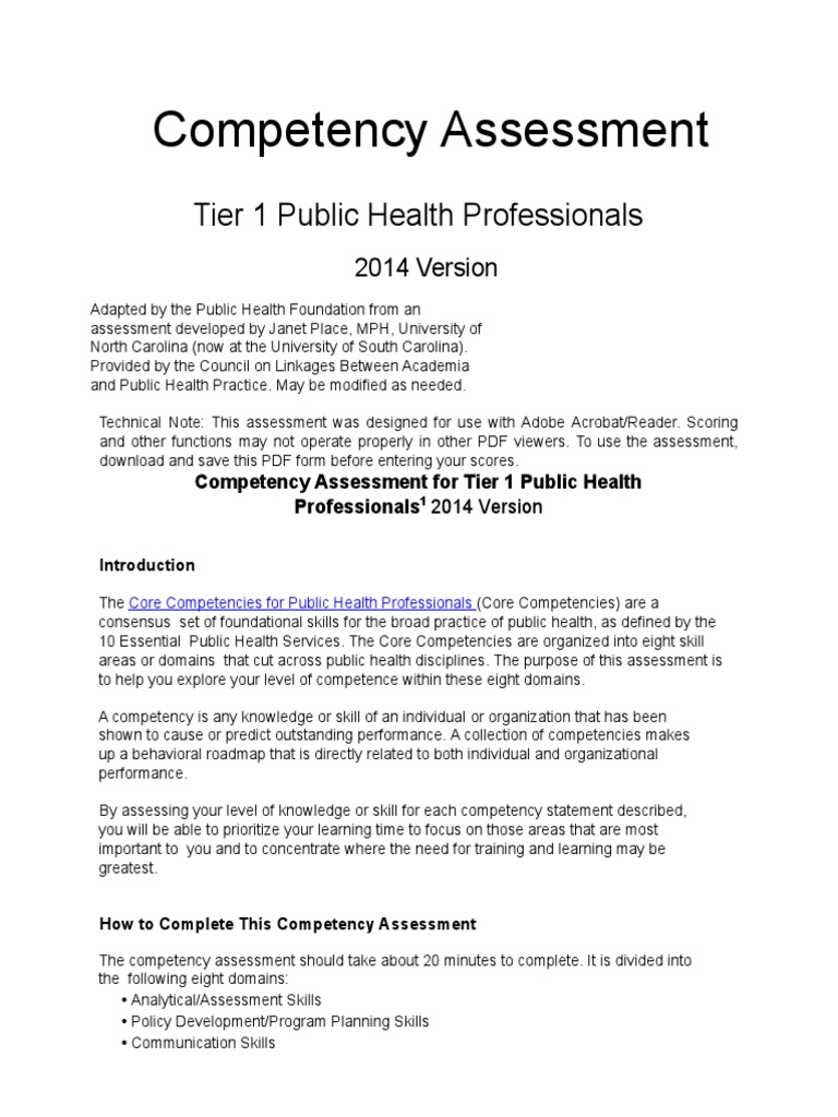 Competency Assessment | PDF | Competence (Human Resources) | Public Health