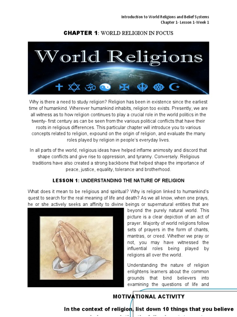 Chapter 1: World Religion in Focus: Introduction To World Religions and ...