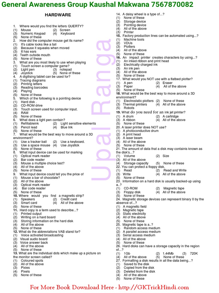 4000 Computer Questions and Answers in English PDF | PDF | Computer ...