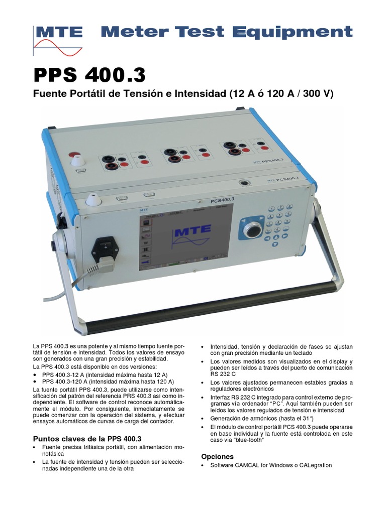 Fuente Portátil PPS 400.3 de Tensión | PDF | Corriente eléctrica | Armónico