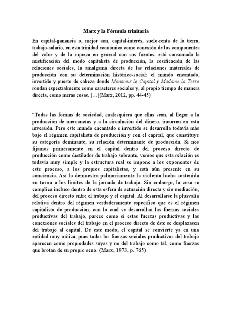 Marx y La Fórmula Trinitaria. CEPIB (6670) | PDF