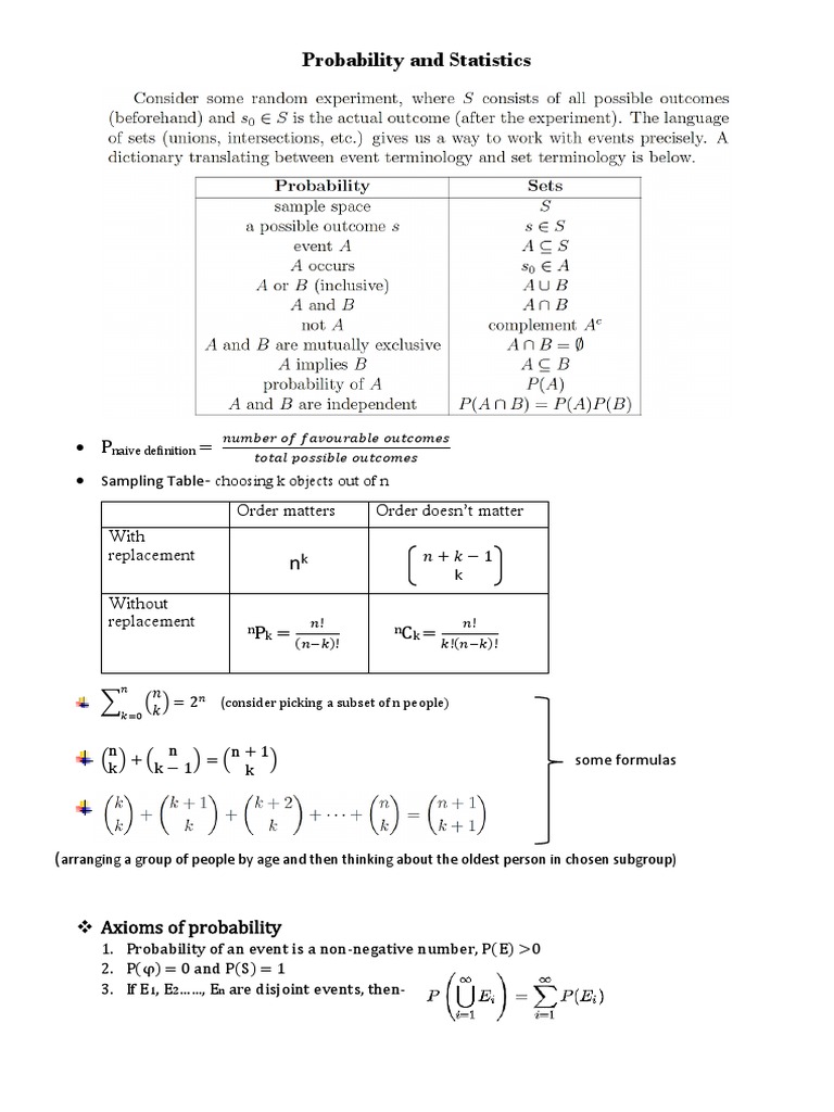 Probability and Statistics: Choosing K Objects Out of N | Download Free ...
