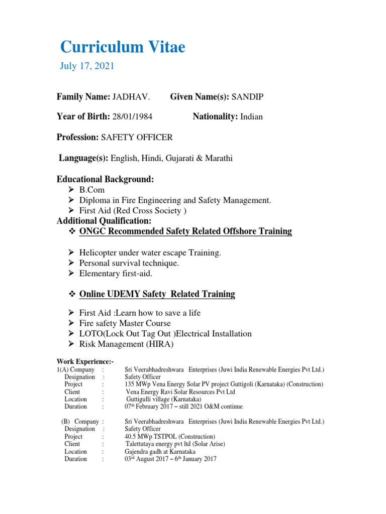 Curriculum Vitae: July 17, 2021 | PDF | Offshore Drilling