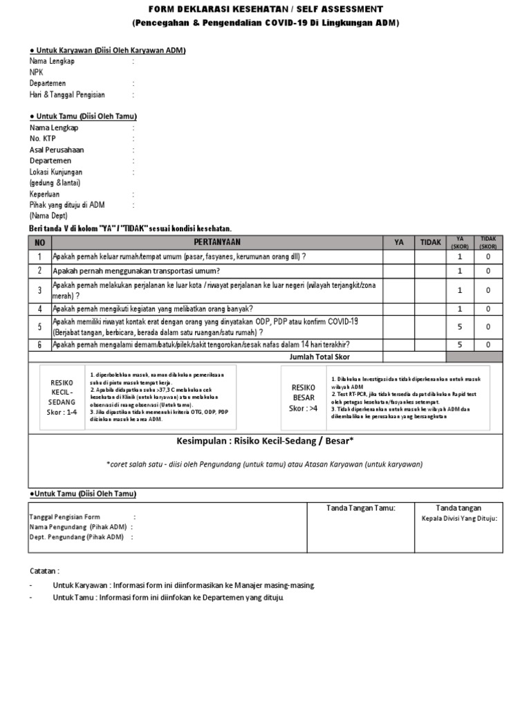 Form Deklarasi Kesehatan - Rev1 | PDF