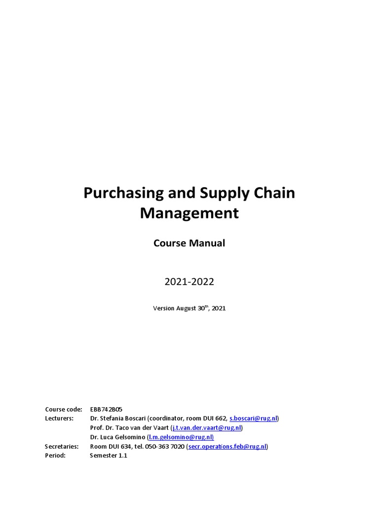 21-22 P&SCM Course Manual | PDF | Supply Chain | Supply Chain Management