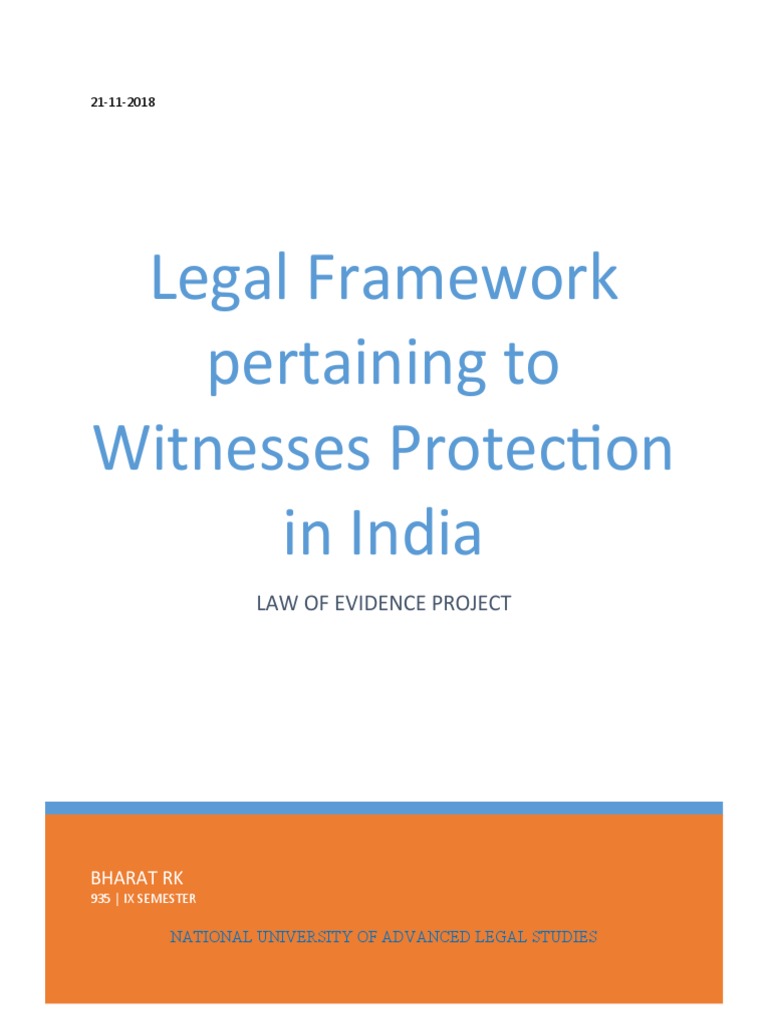 Legal Framework Pertaining To Witnesses Protection in India | PDF ...