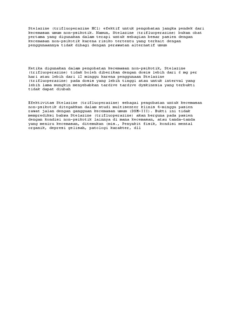Stelazine (trifluoperazine) Efektif untuk Pengobatan Jangka Pendek ...