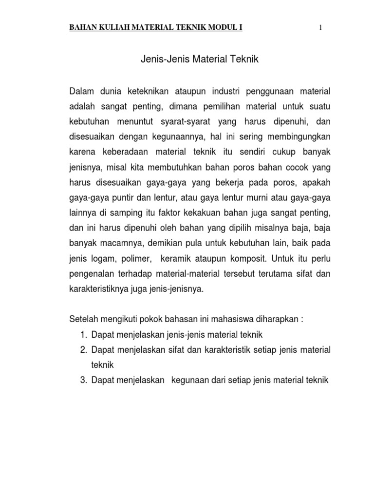 Klasifikasi dan Jenis Material Teknik | PDF
