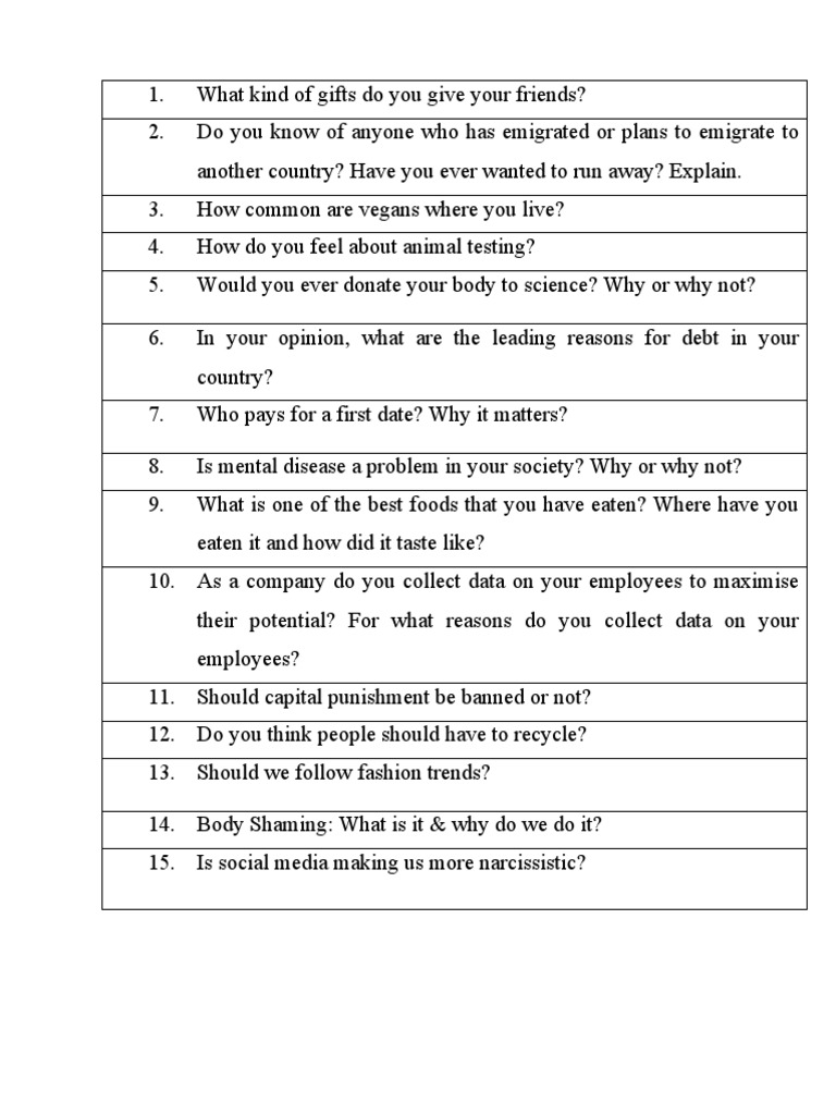 Warm Up Questions For New Groups | PDF