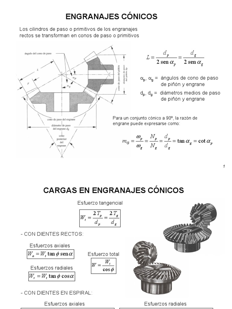 Cálculo y Cargas en Engranajes Cónicos | PDF | Engranaje | Ingeniería ...