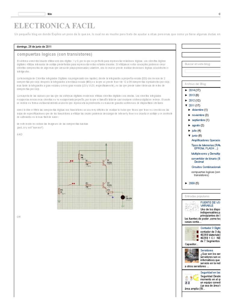 Explicación sobre cómo construir compuertas lógicas básicas como AND ...