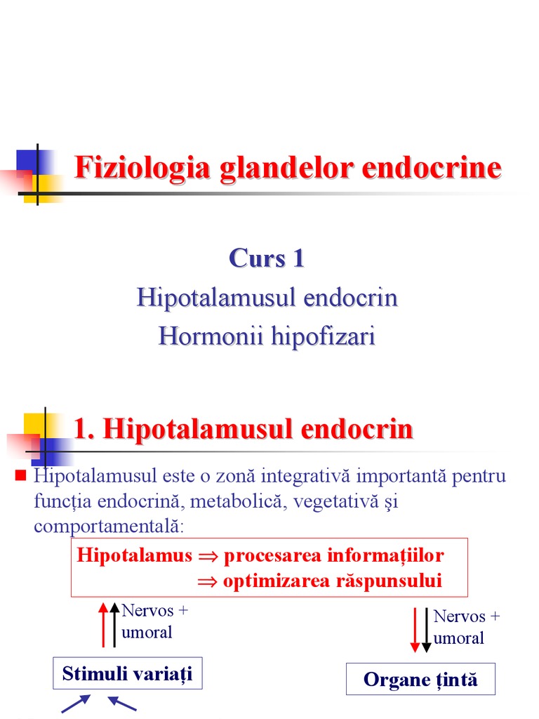 1. Hipotalamusul Endocrin. Hormonii Hipofizari