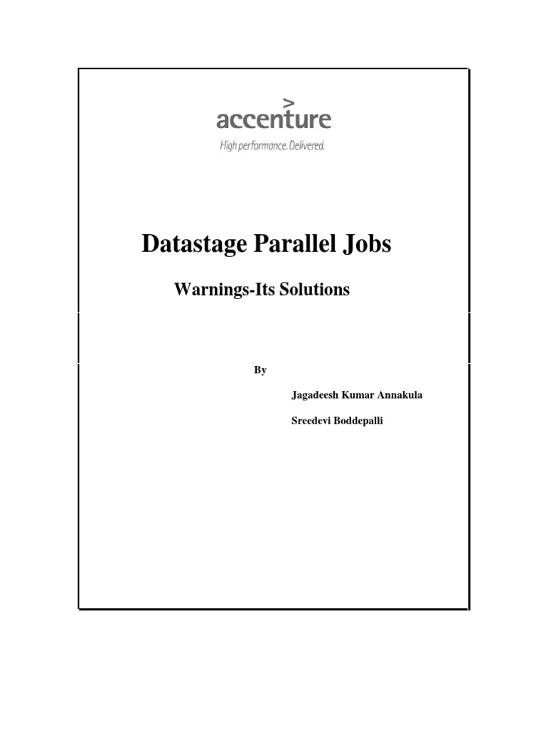 Datastage Parallel Job Warnings Its Solutions Pdf Table Database Software Development